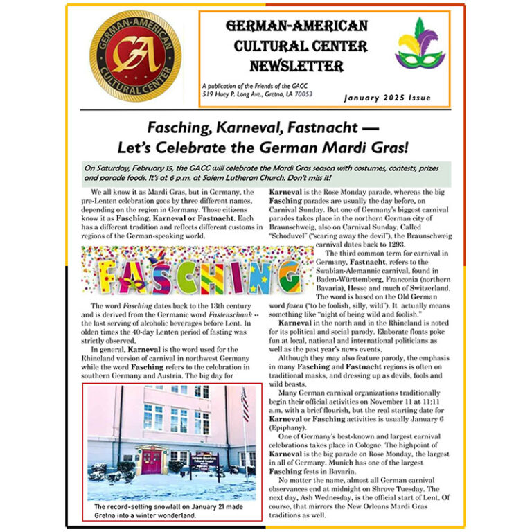 January 2025 Newsletter - German-American Cultural Center & Museum